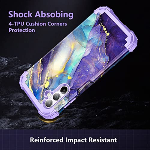 Rancase for Galaxy A14 5G Case,[2 Tempered Glass Screen Protector + 2 Camera Lens Protector ] Three Layer Heavy Duty Shockproof Hard Plastic+Soft Protective Case for Samsung Galaxy A14 5G,Purple