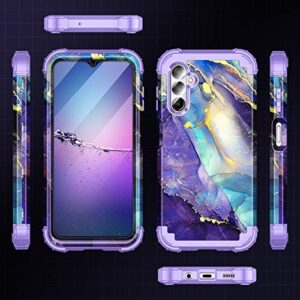 Rancase for Galaxy A14 5G Case,[2 Tempered Glass Screen Protector + 2 Camera Lens Protector ] Three Layer Heavy Duty Shockproof Hard Plastic+Soft Protective Case for Samsung Galaxy A14 5G,Purple