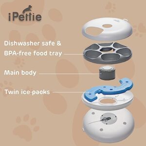 iPettie Donuts Frost 6 Meal Cordless Automatic Pet Feeder, Dry & Wet Food Automatic Cat Feeder with Two Ice Packs, Rechargeable Massive Battery, Programmable Timer, Holds 6 x ½ lb. of Food