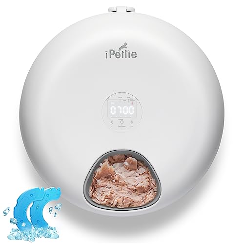 iPettie Donuts Frost 6 Meal Cordless Automatic Pet Feeder, Dry & Wet Food Automatic Cat Feeder with Two Ice Packs, Rechargeable Massive Battery, Programmable Timer, Holds 6 x ½ lb. of Food