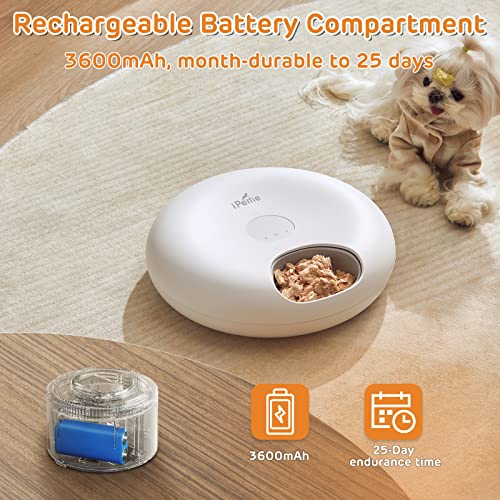 iPettie Donuts Frost 6 Meal Cordless Automatic Pet Feeder, Dry & Wet Food Automatic Cat Feeder with Two Ice Packs, Rechargeable Massive Battery, Programmable Timer, Holds 6 x ½ lb. of Food