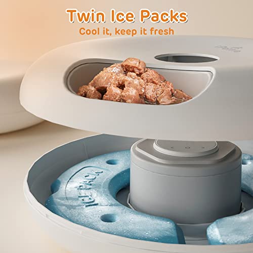 iPettie Donuts Frost 6 Meal Cordless Automatic Pet Feeder, Dry & Wet Food Automatic Cat Feeder with Two Ice Packs, Rechargeable Massive Battery, Programmable Timer, Holds 6 x ½ lb. of Food