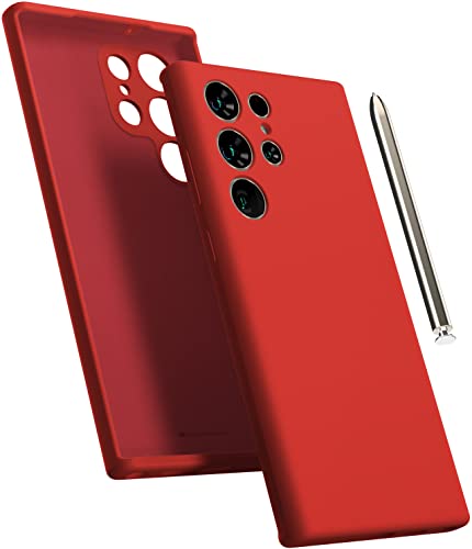 GOOSPERY Liquid Silicone Designed for Galaxy S23 Ultra Case Silky-Soft Touch Full Body Protection Shockproof Cover Case with Soft Microfiber Lining - Red