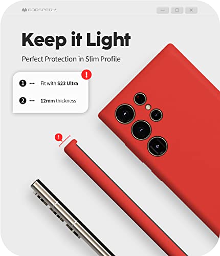 GOOSPERY Liquid Silicone Designed for Galaxy S23 Ultra Case Silky-Soft Touch Full Body Protection Shockproof Cover Case with Soft Microfiber Lining - Red