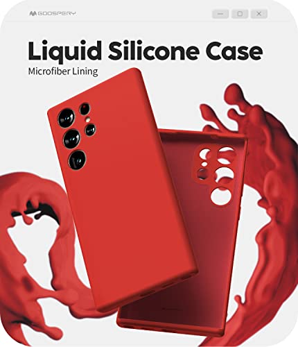 GOOSPERY Liquid Silicone Designed for Galaxy S23 Ultra Case Silky-Soft Touch Full Body Protection Shockproof Cover Case with Soft Microfiber Lining - Red