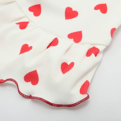 Dog Ruffle Dress Double-Deck Tutu Outfit Skirt with Red Heart Pattern for Small Medium Girl Dogs Christmas Holiday Party (White, S)