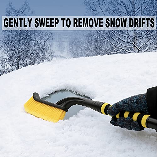 Okuleya Ice Scrapers for Car Windshield - Snow Brush and Detachable Ice Scraper with Ergonomic Foam Grip for Cars, Car Snow Scraper and Brush 2 in 1 Set, for Truck and SUV