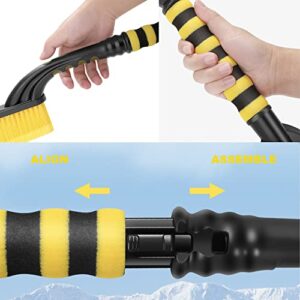 Okuleya Ice Scrapers for Car Windshield - Snow Brush and Detachable Ice Scraper with Ergonomic Foam Grip for Cars, Car Snow Scraper and Brush 2 in 1 Set, for Truck and SUV