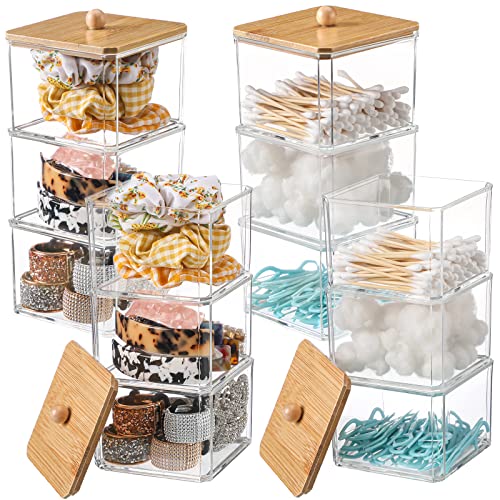 4 Sets Hair Accessories Organizer Tier Stackable Hair Organizer Storage Scrunchie Holder Hair Tie Organizer Bathroom Hair Bow Containers for Girls Headband Scrunchie Makeup Accessory Organizing