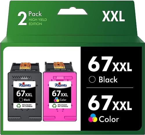 67XL XXL Ink Cartridge Replacement for HP 67XXL 67XL Black Color Combo Pack 67XXL with Hp DeskJet 2755 2732 2722 2724 2742 2725 Plus Envy Pro 6455e 6452 6458