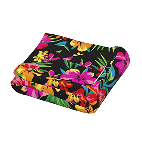 Hawaiian Flower Blanket Soft Flannel Blanket 60x50in for Sofa Bed Camping Trip