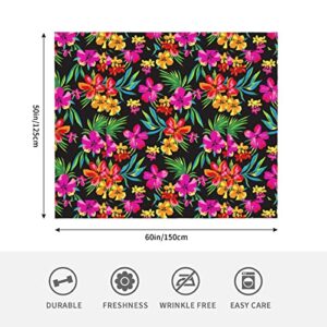 Hawaiian Flower Blanket Soft Flannel Blanket 60x50in for Sofa Bed Camping Trip