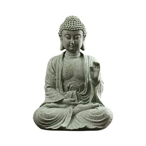 yuefudu meditating sandstone buddha fish tank decoration fish tank accessories tank home garden decoration, simulation crafts fish tank accessories(fearless)