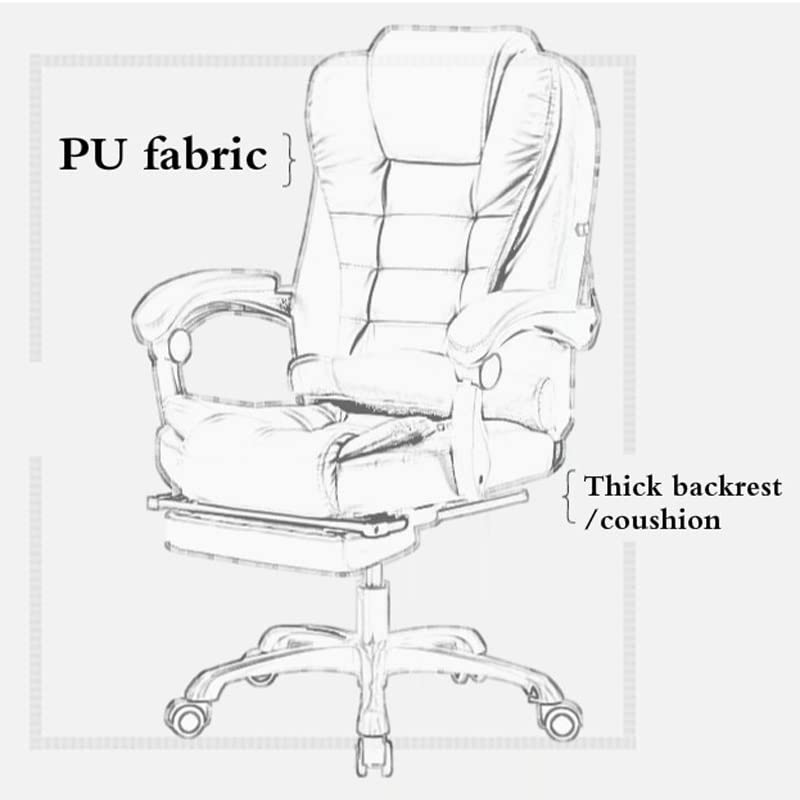 LUKEO Office Chair Multifunction Office Computer Chair Swivel Reclining Boss Chair Household Study Room