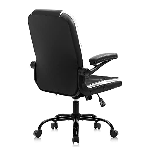 LUKEO Office Chairs Desk Chair Black Leather Computer Armchair for Man and Women