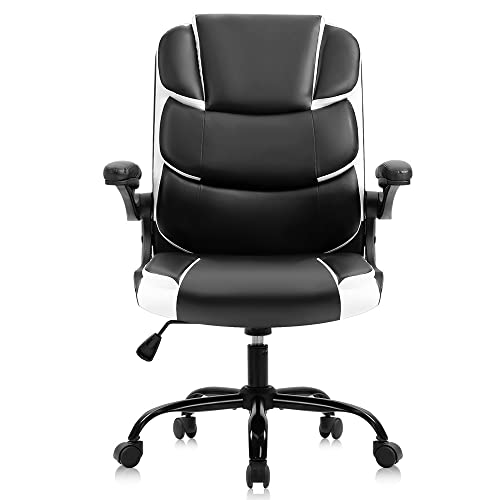 LUKEO Office Chairs Desk Chair Black Leather Computer Armchair for Man and Women