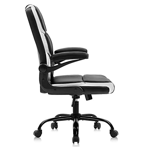 LUKEO Office Chairs Desk Chair Black Leather Computer Armchair for Man and Women