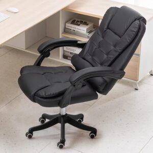 LUKEO Boss Chair Office Chair Ergonomic Soft and Comfortable Office Home Computer Chair Fixed arm Swivel Chair