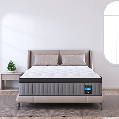 BedStory Queen Mattress Firm - 14 Inch Hybrid Mattress for Pain Relief, Supportive Memory Foam & Individually Wrapped Pocket Coils, Innerspring Bed in a Box, Made in USA, CertiPUR-US Certified