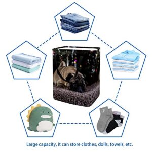 Pug Dog Print Collapsible Laundry Hamper, 60L Waterproof Laundry Baskets Washing Bin Clothes Toys Storage for Dorm Bathroom Bedroom