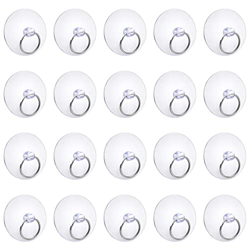 Auvotuis 20Pcs 50mm Suction Cup with Ring, 1.96 Inch Clear Ring Suction Cup Sucker for Window Wall Hook Hanger