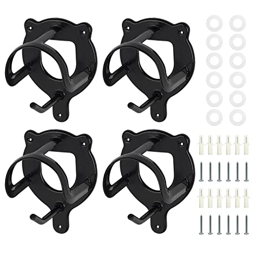 Fortunemee 4 PCS Horse Bridle Rack, Wall Mount Bridle Bracket Bridle Hooks, Horse Tack Storage Halter Hanger, Black Metal Bridle Holder with Expansion Tubes and Screws