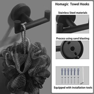 3 Pack Double Towel Hooks for Bathroom Matte Black Wall Mount Robe Hook Towel Holder for Kitchen Bathroom Hallway Toilet Pool for Hanging Towels, Robe, Coat, Clothes,Bags, Sponges