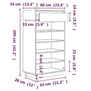 Aisifx Shoe Cabinet White 23.6"x13.4"x41.3" Solid Wood Pine