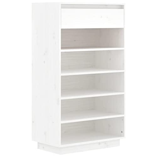 Aisifx Shoe Cabinet White 23.6"x13.4"x41.3" Solid Wood Pine