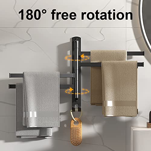 MISNODE Swivel Towel Rack Over The Door Towel Rack Stainless Steel Swivel Towel Bar 180° Free Roattion Towel Rack Large Capacity Towel Bar Towel Racks for Bathroom Kitchen Closet