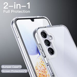 JETech 2 in 1 Case for Samsung Galaxy A14 5G 6.6-Inch (Not for A14 4G), with 2-Pack Screen Protector, Tempered Glass Film, Shockproof Bumper Phone Protective Cover Clear Back (Clear)