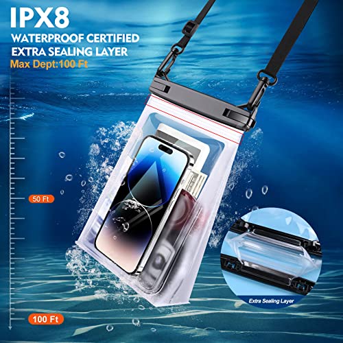 Large Floating Waterproof Phone Pouch [with Sealing Strip], Cell Phone Dry Bag for iPhone 15 14 13 12 11 Pro Max Galaxy S23 S22 All Phones, Universal Float Water Proof Bag for Beach Water Park