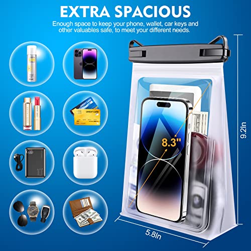 Large Floating Waterproof Phone Pouch [with Sealing Strip], Cell Phone Dry Bag for iPhone 15 14 13 12 11 Pro Max Galaxy S23 S22 All Phones, Universal Float Water Proof Bag for Beach Water Park