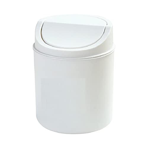 GUENZY Mini Tabletop Trash Cans Can Mini Room Creative Cover Kitchen Living Waste Kitchen Restaurant Bar Household Cleaning Brushes (White, One Size)