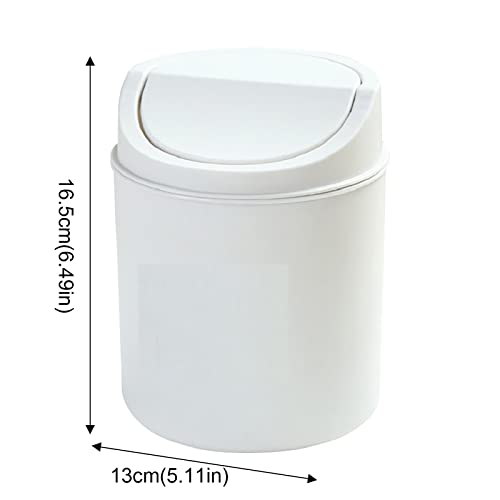 GUENZY Mini Tabletop Trash Cans Can Mini Room Creative Cover Kitchen Living Waste Kitchen Restaurant Bar Household Cleaning Brushes (White, One Size)