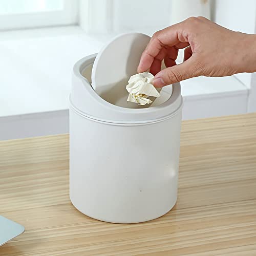 GUENZY Mini Tabletop Trash Cans Can Mini Room Creative Cover Kitchen Living Waste Kitchen Restaurant Bar Household Cleaning Brushes (White, One Size)