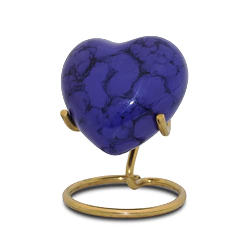 Purple Heart Keepsake Urn - Mini Heart Urn for Human Ashes with Box & Display Stand - Small Cremation Urn for Ashes -Tribute to Your Loved One with Purple Urn Keepsake - Small Urns for Women & Men