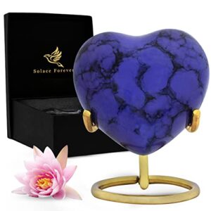 Purple Heart Keepsake Urn - Mini Heart Urn for Human Ashes with Box & Display Stand - Small Cremation Urn for Ashes -Tribute to Your Loved One with Purple Urn Keepsake - Small Urns for Women & Men