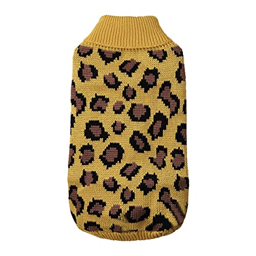 Pet Clothes for Small Dogs Boy Pet Leopard Sweater Warm and Soft Knitted Small Dog Autumn Winter Hoodie Fleece Puppy Sweater Shirt Doggie Soft Coat Apparel