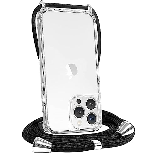 FOQENCCI Clear Case for iPhone 14 Pro Max Crossbody Case,Transparent TPU + Hard PC Anti-Scratch Shockproof Phone Case with Adjustable Lanyard Neck Strap 6.7 inch