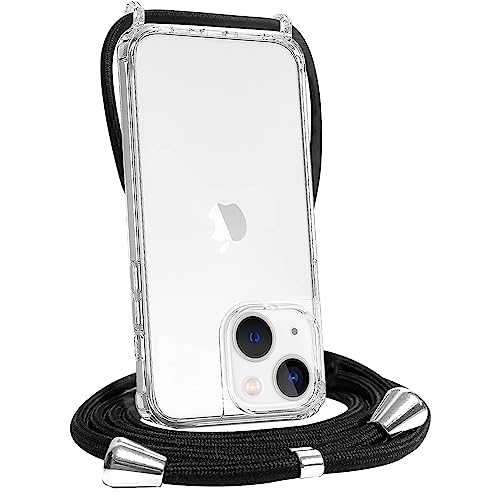 FOQENCCI Clear Case for iPhone 13 Lanyard Phone Case for iPhone 13 with Adjustable Crossbody Strap,Transparent TPU + Hard PC Anti-Scratch Anti-Yellowing Shockproof Protective Cover 6.1 inch