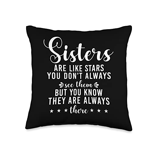 Sister Gifts Like Stars Cute Sister Throw Pillow, 16x16, Multicolor