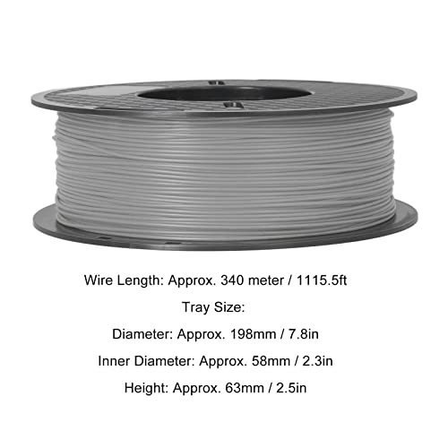 1.75mm PLA Print Filament, 3D Printer Roll Filament Plastic Shell 1kg Spool for Industrial Devices(Silver)