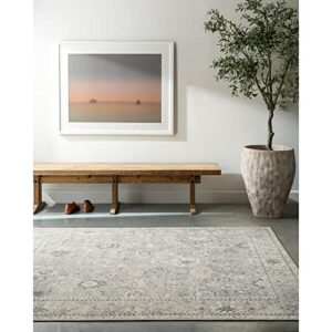 becki owens x surya davina damask area rug , 7'10" x 10', light grey