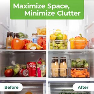 Greenco Fridge Bins, Set of 6 | Stackable Clear Refrigerator Organizer Bins w/ Durable Handles | Pantry Storage Bins | Kitchen and Refrigerator Organization | Organizing Bins, BPA Free, Shatter Proof