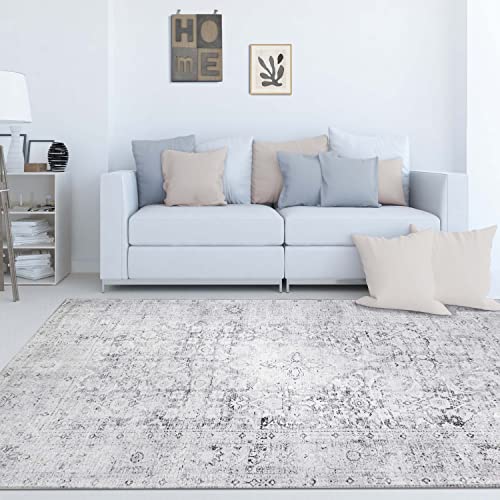 Superior Indoor Large Area Rug, Unique Rugs for Floor Accent, Bedroom, Living/Dining Room, Kitchen, Office, Entry, Rustic Home Decor, Huda Collection, Charcoal, 10' x 14'