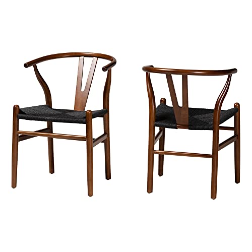 Baxton Studio Paxton Dining Chairs, Black/Walnut Brown