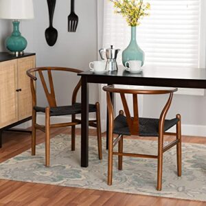 Baxton Studio Paxton Dining Chairs, Black/Walnut Brown