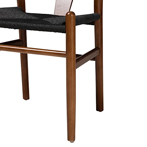 Baxton Studio Paxton Dining Chairs, Black/Walnut Brown