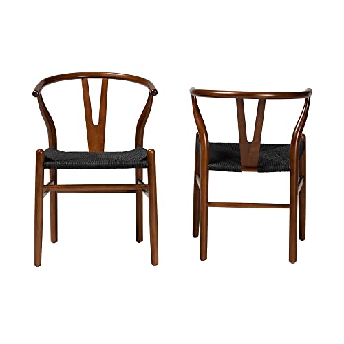 Baxton Studio Paxton Dining Chairs, Black/Walnut Brown